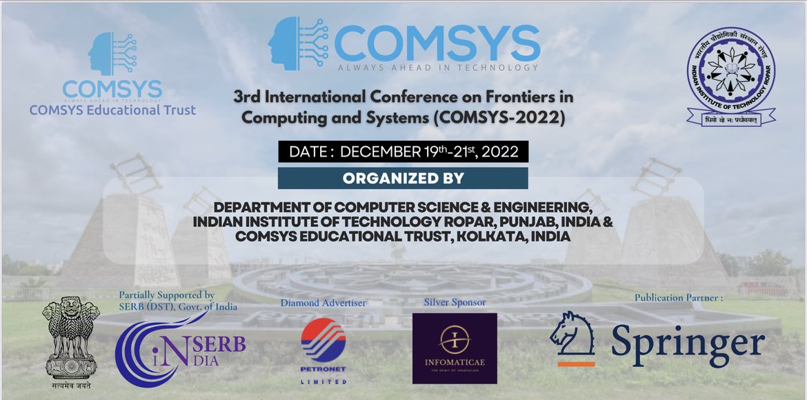IIT Ropar on Twitter: "@iitrpr and COMSYS Educational Trust Kolkata organises 3rd International ...
