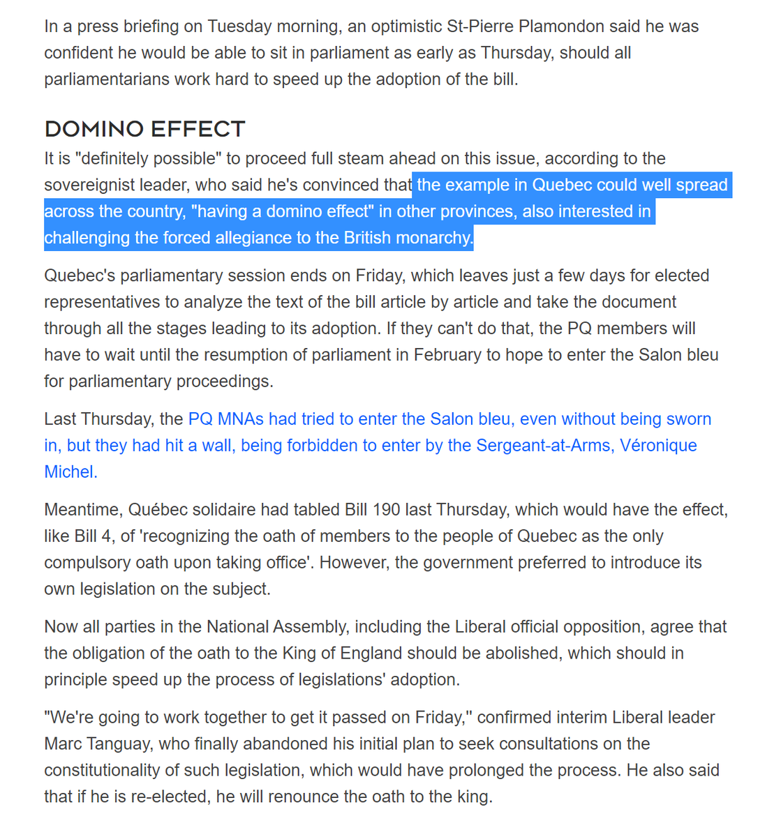 Raam Beart 🥭 On Twitter Quebec Adopts Law Making Oath To The British King Optional For Elected