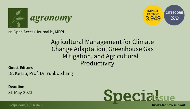 Agronomy MDPI on Twitter: "New Special Issue "Agricultural Management for Climate Change ...