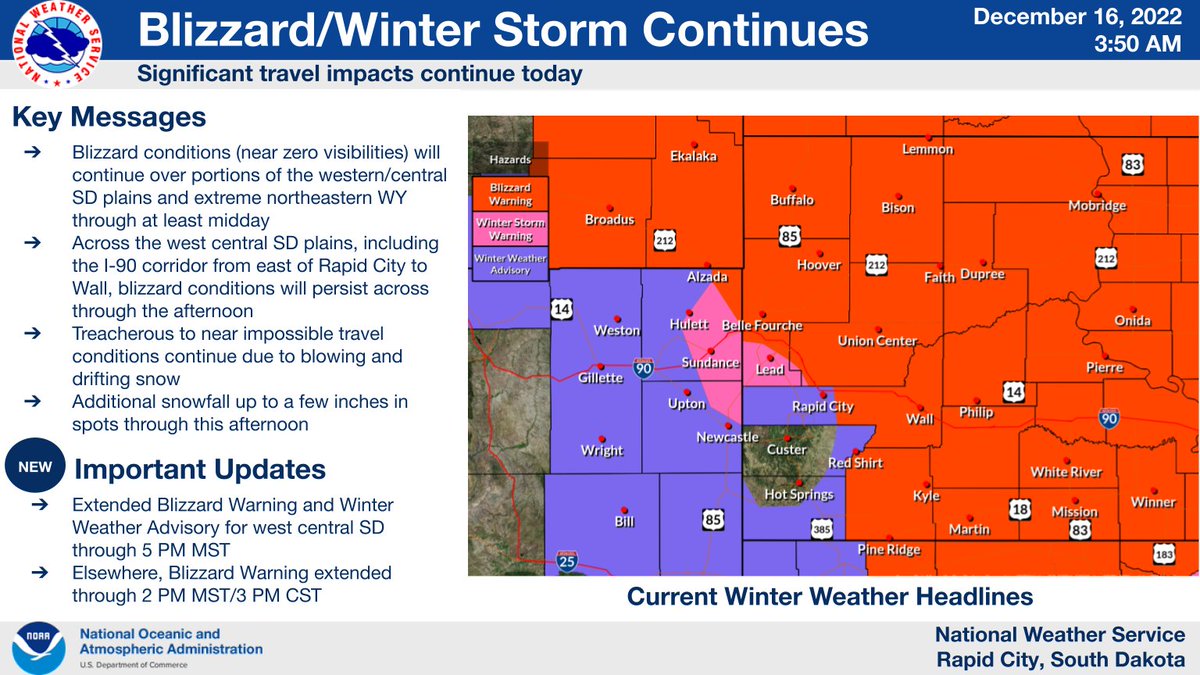 NWS Rapid City on Twitter: "Hazardous/impossible travel conditions continue today due to blowing ...