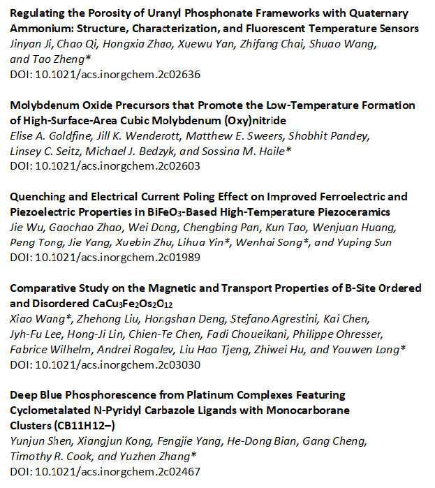 Inorganic Chemistry on Twitter: "We are happy to share with you the research of some of our ...