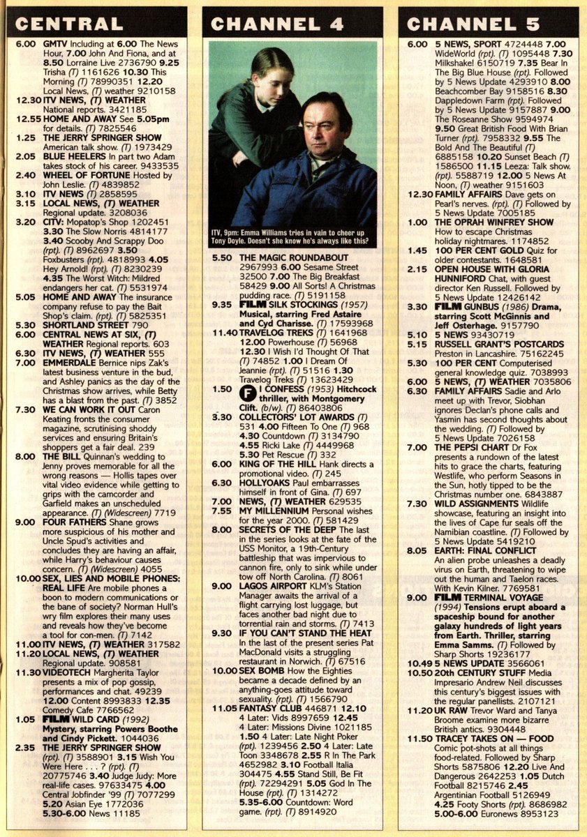 Adam Beckwith on Twitter: "And here's what was on ITV Central, Channel 4, and Channel 5 on this ...