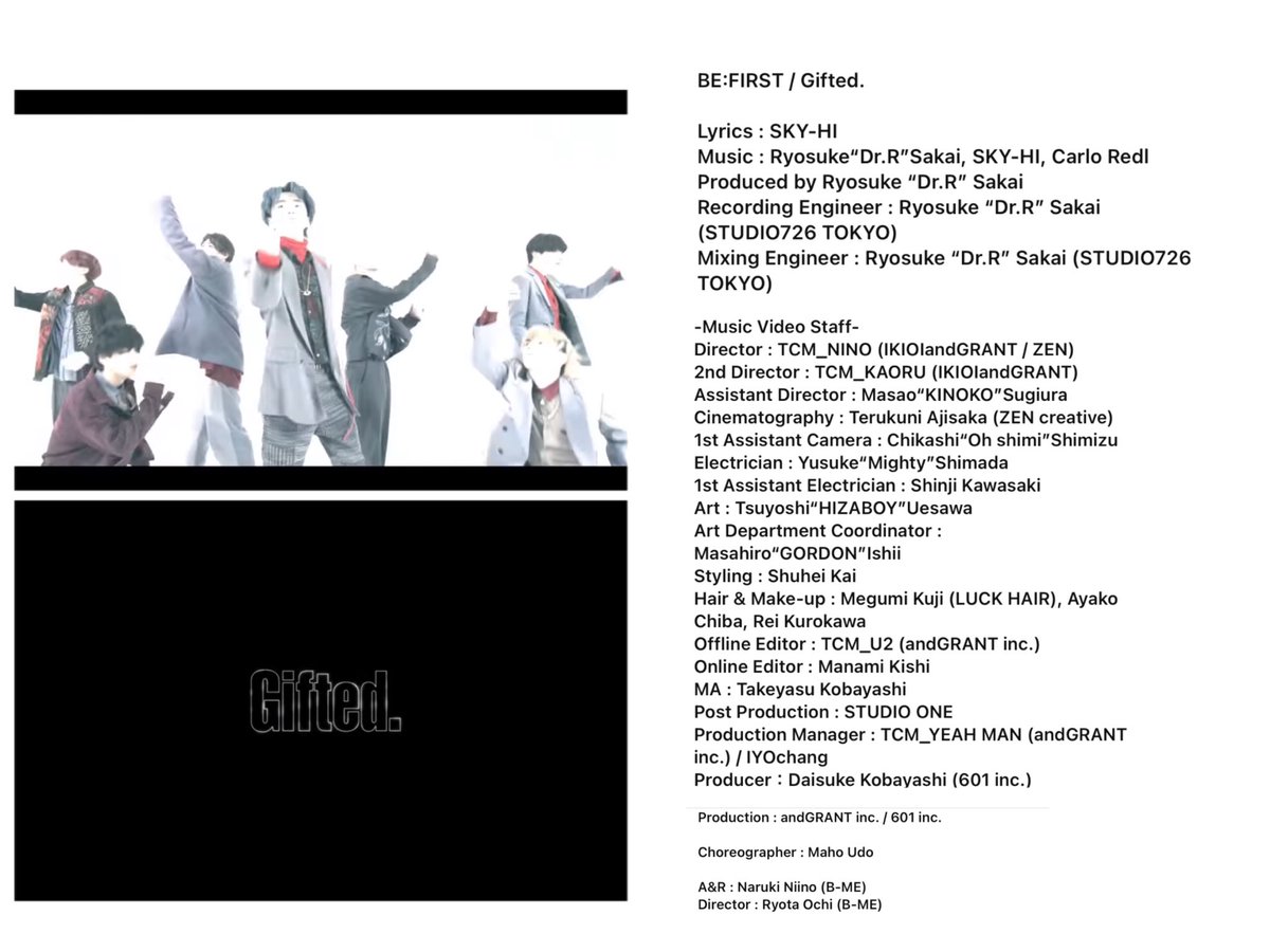 🛹🍙🧢𝕣𝕒𝕥𝕠𝕥𝕠𝕟. 🧢🍙我慢なんないスピード☺️🥸🧊🥛🍣🦥🗝 on Twitter: "MVのクレジット並べてみたその① ラストシーンと共に。誰か解読して〜😊 今気がついたけどGifted ...