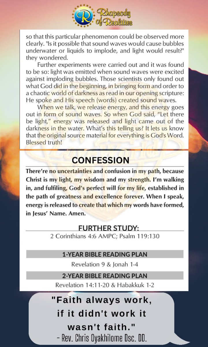 Rhapsody of Realities Daily Devotional on Twitter: "#ROR 𝐓𝐨𝐝𝐚𝐲! 🤗 🔴 LIGHT OUT OF DARKNESS http ...