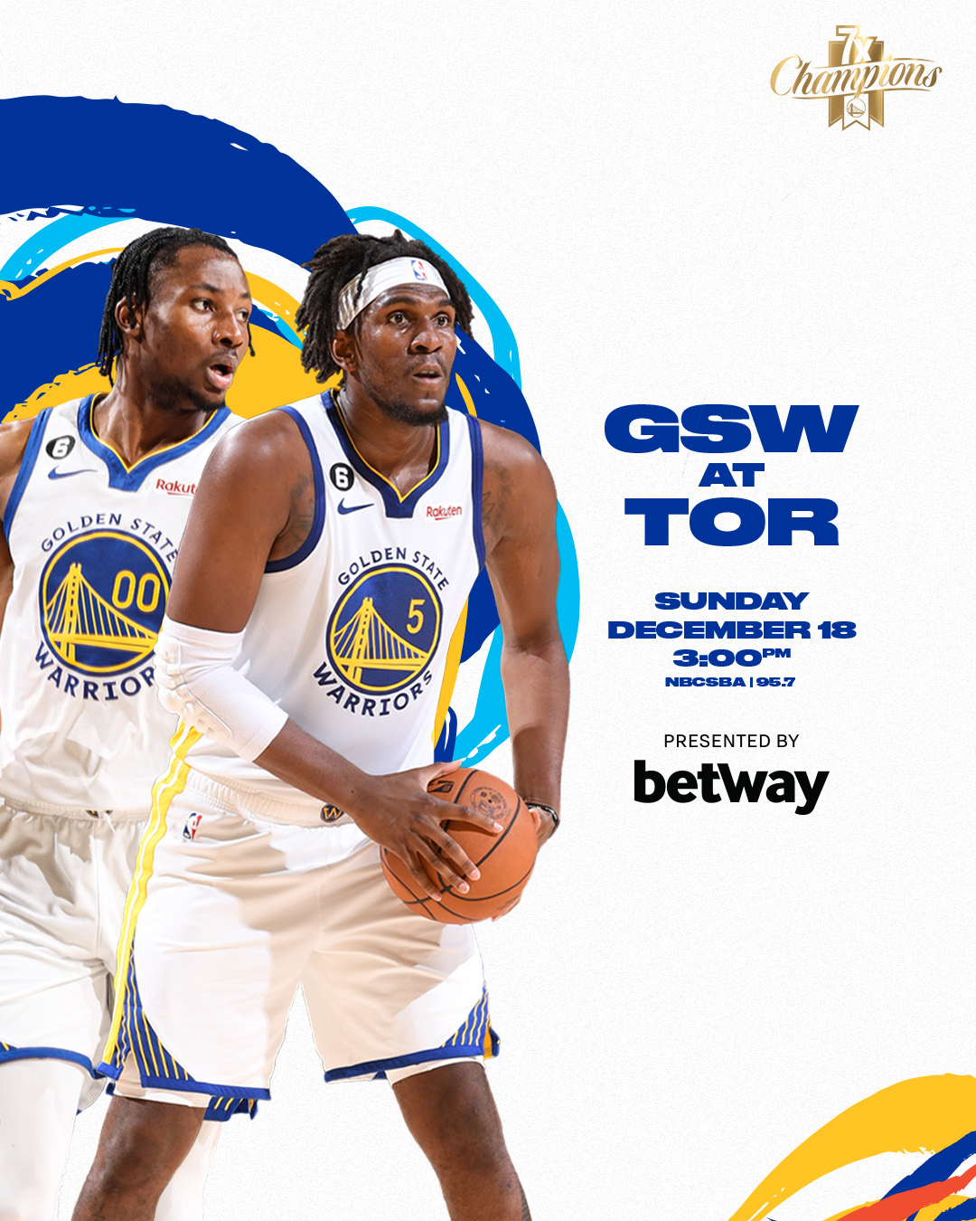 Golden State Warriors on Twitter: "Sunday basketball 🏀 GSW at TOR 🕒 3:00 pm PT 📺 @NBCSAuthentic ...