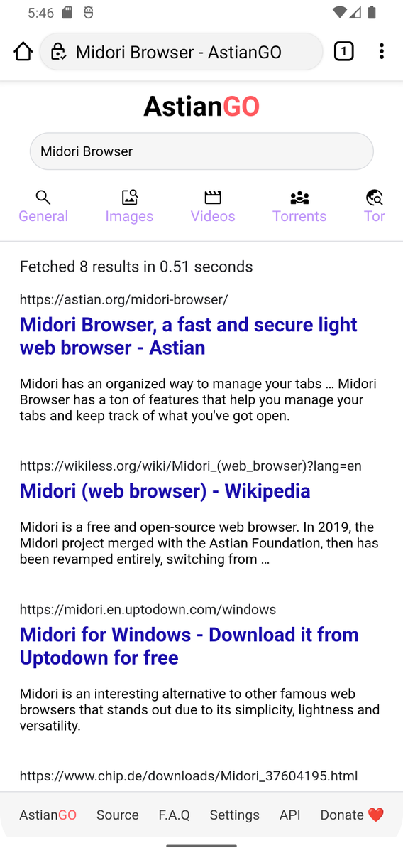 Astian on Twitter: "Midori Browser increases your privacy by integrating its own search engine ...