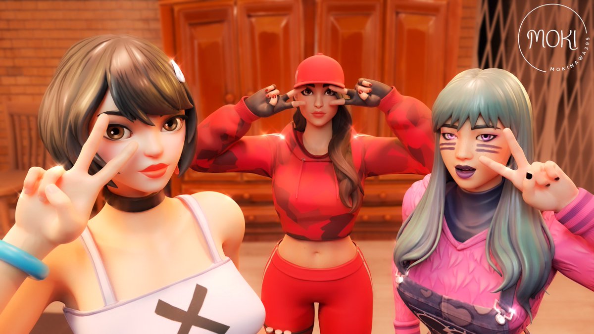 MokiNawa / Eiei Kiki on Twitter: ""Holiday Meeting 🎄🎁" - Evie, Ruby and Syd - Fortnite :: Model ...
