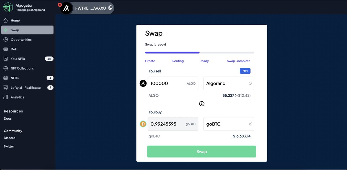 Algogator.algo on Twitter: "We're excited about the first version of swapping on http ...