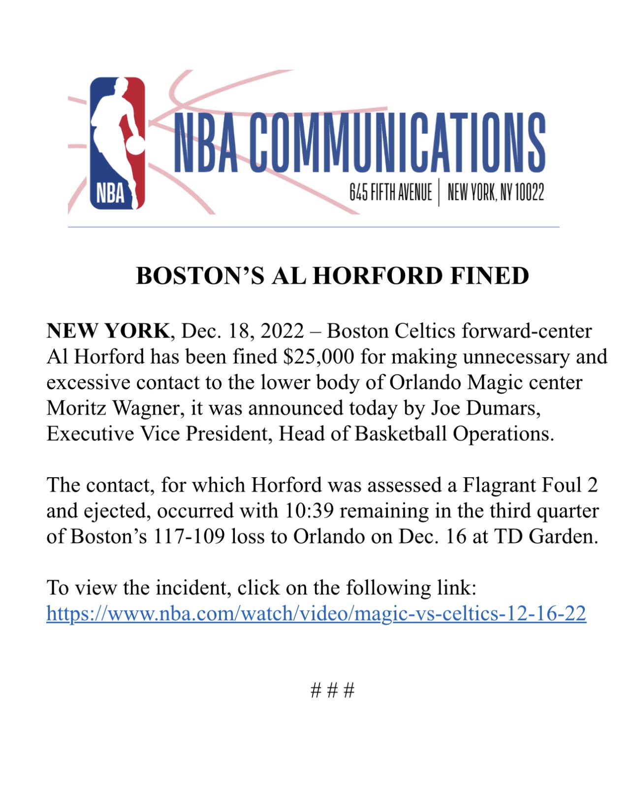 NBA Communications on Twitter: "The following has been announced by the NBA: https://t.co ...