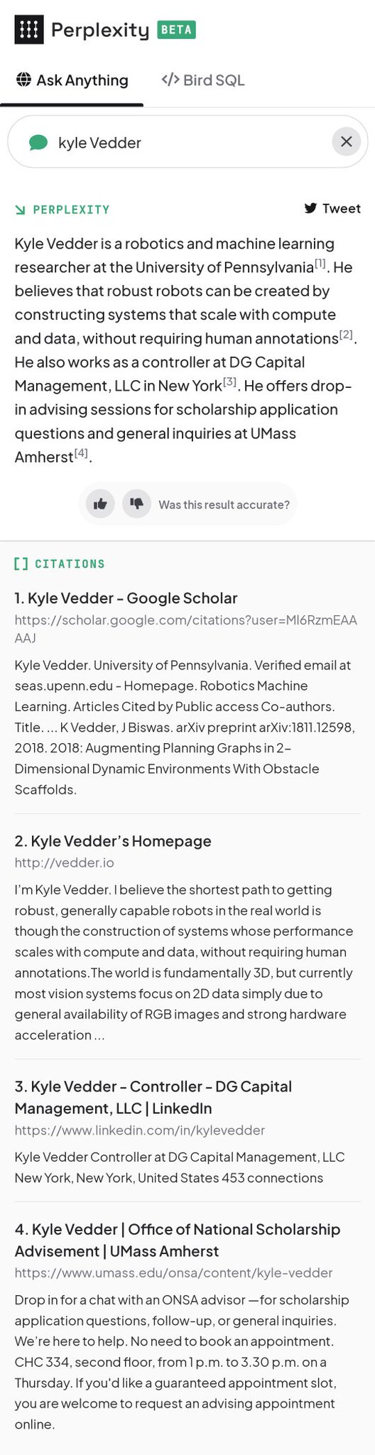 Kyle Vedder on Twitter: "@ctjlewis @perplexity_ai I tried my own name and it conflated multiple ...