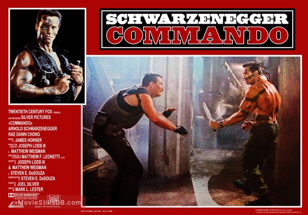 GR44 on Twitter: "Commando is an explosion of over-the-top action! Schwarzenegger arming himself ...