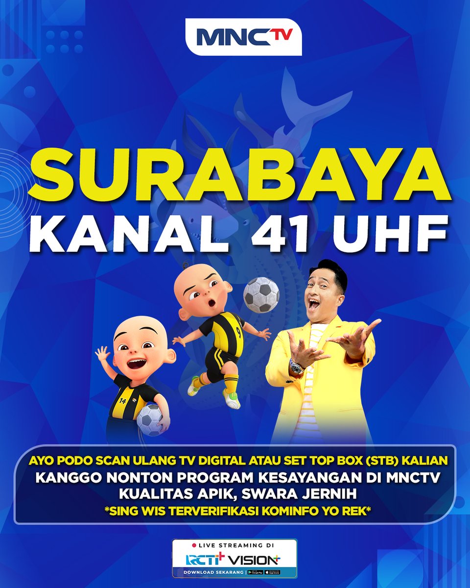MNCTV on Twitter: "𝐊𝐀𝐍𝐀𝐋 𝐃𝐈𝐆𝐈𝐓𝐀𝐋 𝐌𝐍𝐂𝐓𝐕 𝐒𝐔𝐑𝐀𝐁𝐀𝐘𝐀 𝟒𝟏 𝐔𝐇𝐅. Arek - Arek Suroboyo, piye kabare? Untuk ...