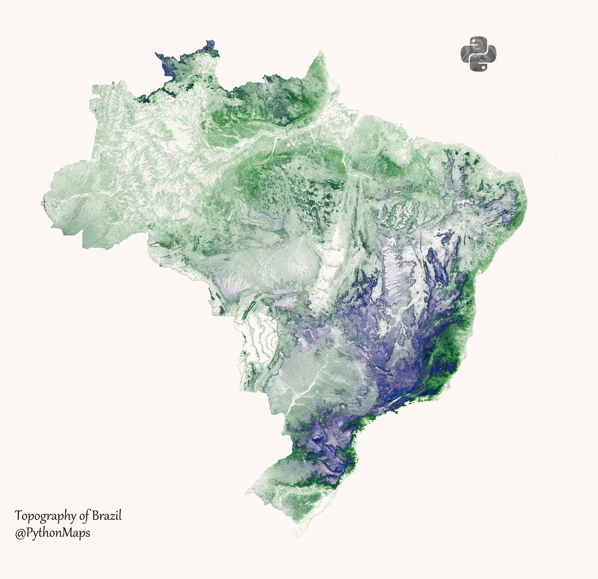 Python Maps On Twitter Rt Pythonmaps Contour Line Map Showing The 4709