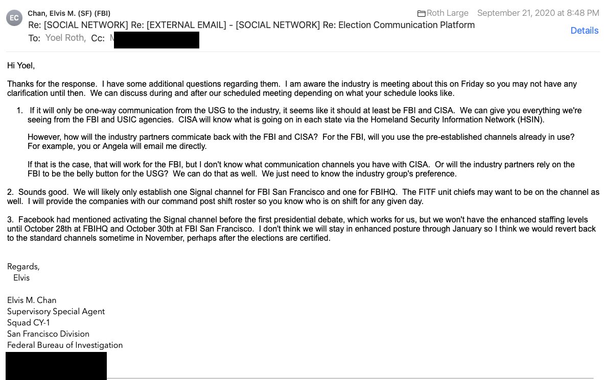 Michael Shellenberger on Twitter: "32. By mid-Sept, 2020, Chan & Roth had set up an encrypted ...