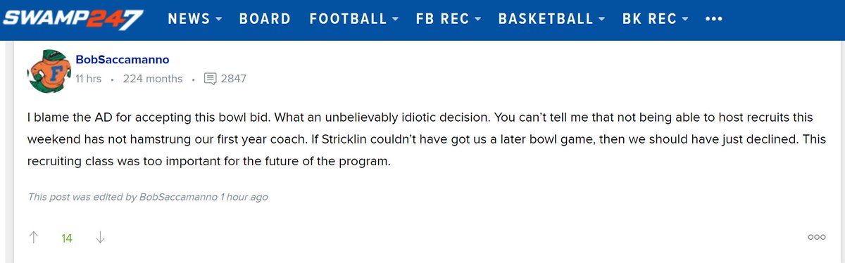 Message Board Geniuses on Twitter: "#Florida fans are down bad."