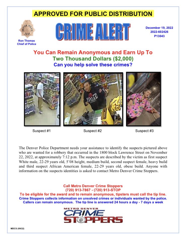 Denver Police Dept On Twitter Denver Do You Recognize Any Of These