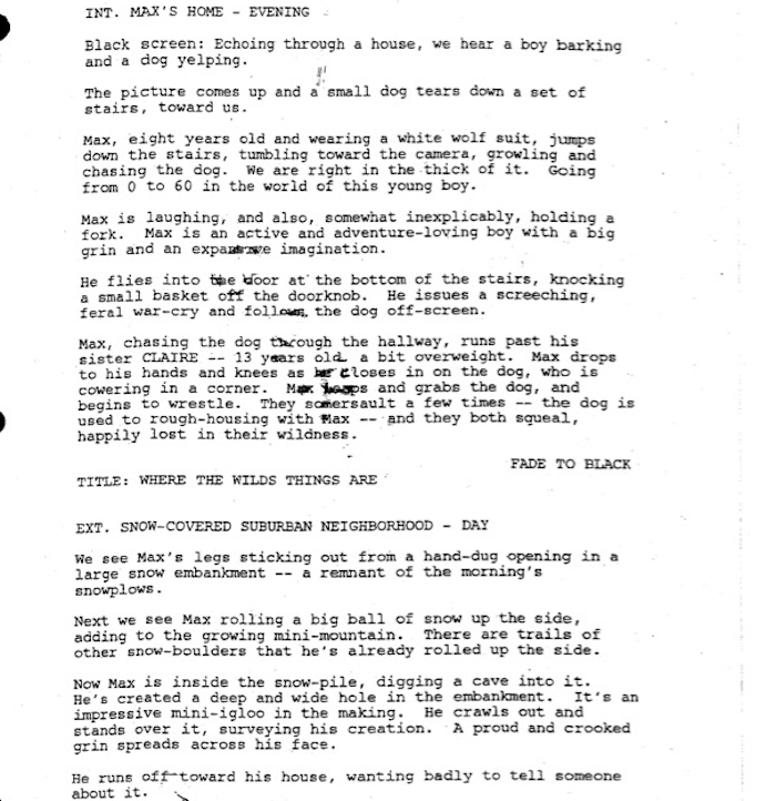 Scott Myers on Twitter: "Page One: "Where the Wild Things Are" (2009), screenplay by Spike Jonze ...