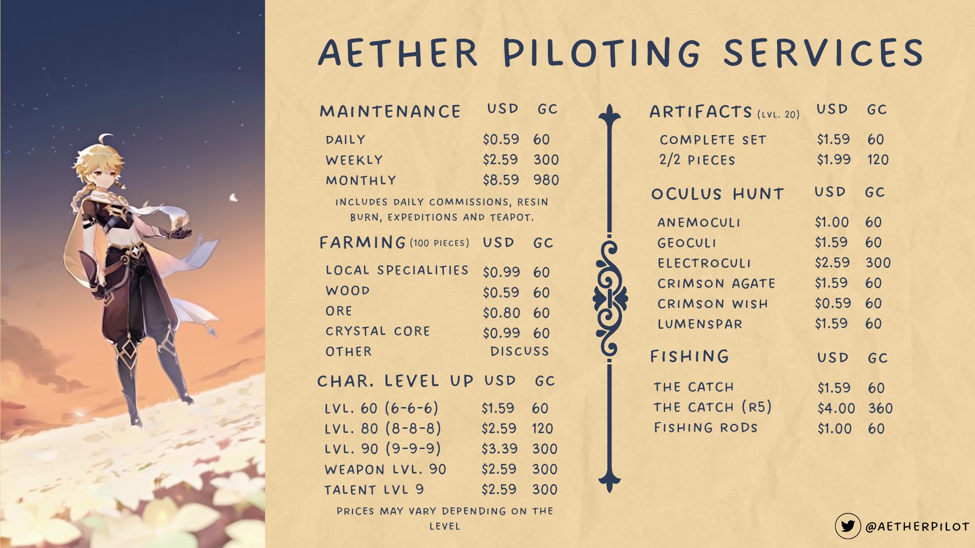 Aether service | Genshin Pilot (@AetherPilot) / Twitter
