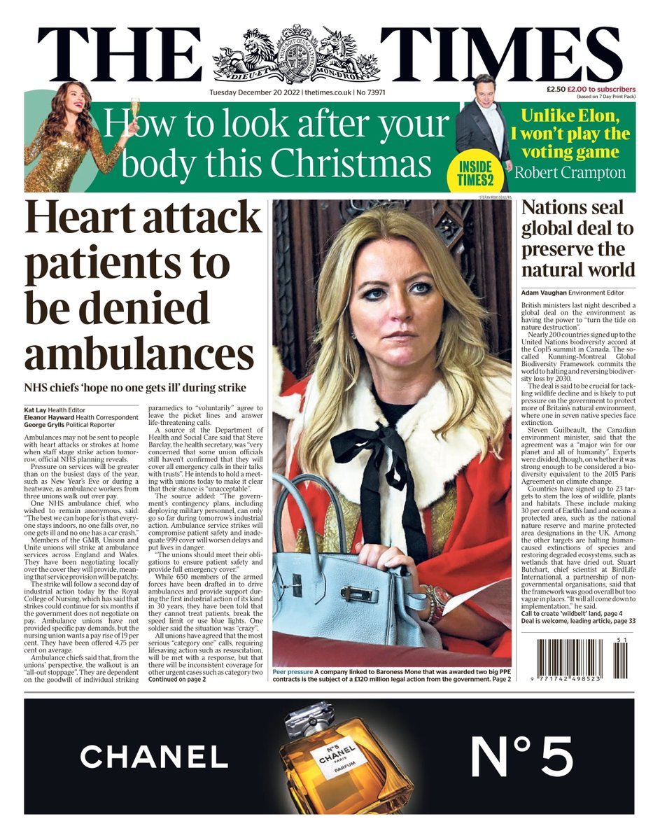 Tomorrows Papers Today on Twitter: "Tuesday's Times: Heart attack patients to be denied ...
