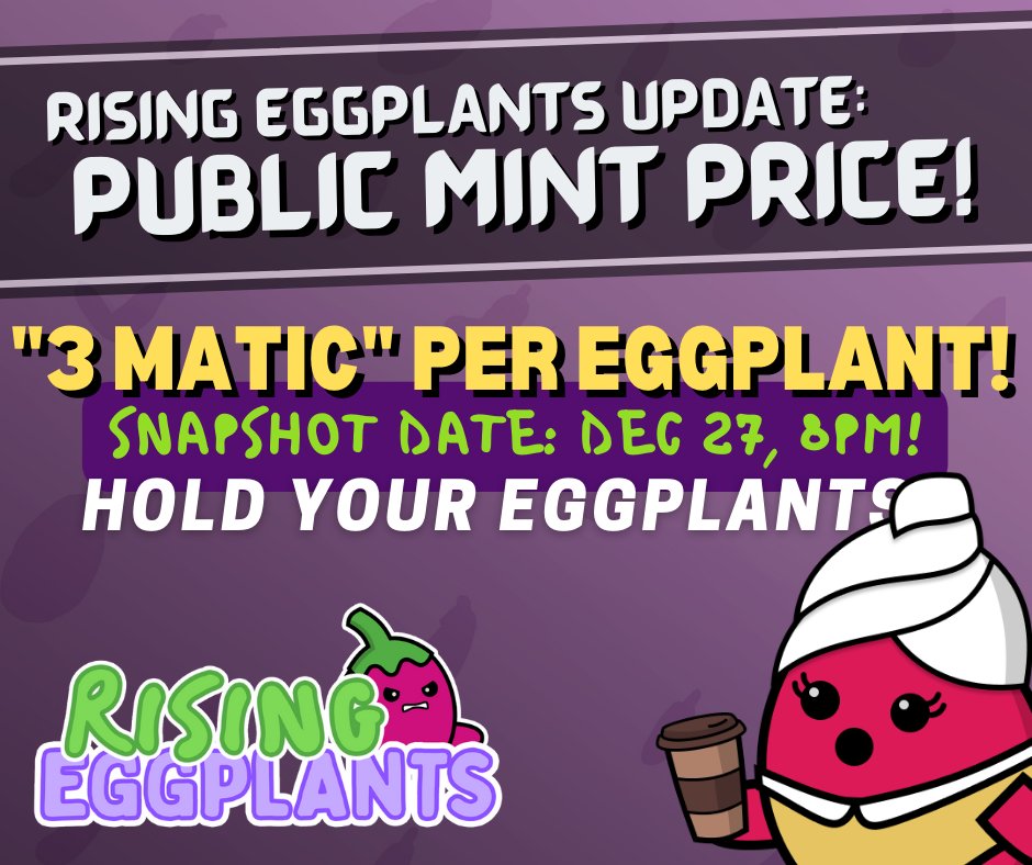 Rising Eggplants | MINT LIVE 🍆 on Twitter: "IMPORTANT ANNOUNCEMENT: Mint Price! 👌 Upon careful ...
