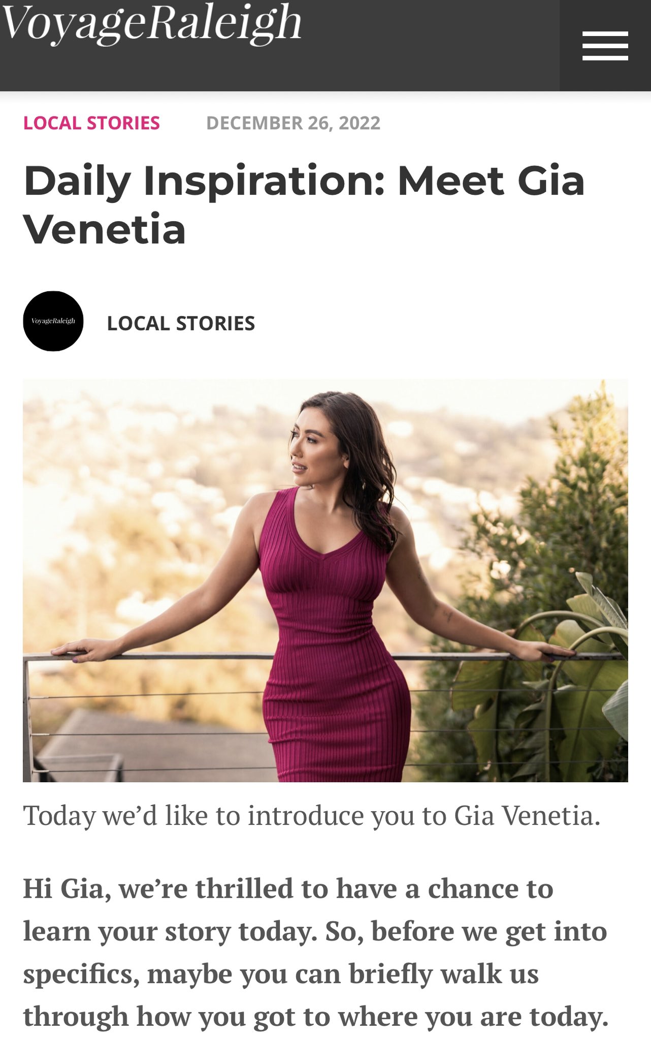 Gia Venetia Birthday Month on Twitter: "Thank you Voyage Raleigh for interviewing me and giving ...