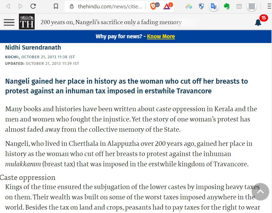 #THREAD fictional story about a 'NANGELI' woman's sacrifice used by ...