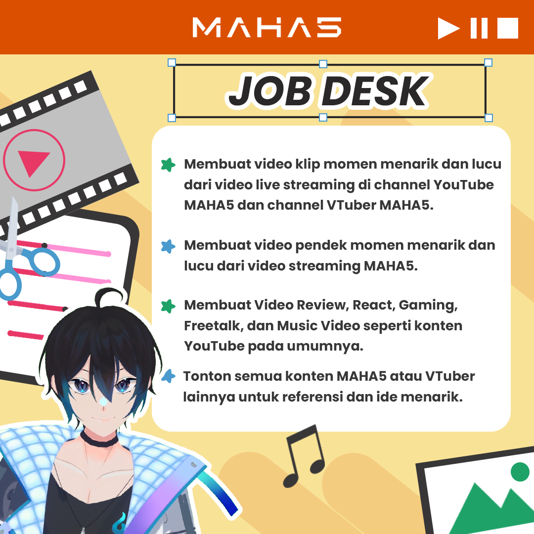 MAHA5 on Twitter: "Kami saat ini membuka lowongan magang sebagai Video Editor intern dengan ...