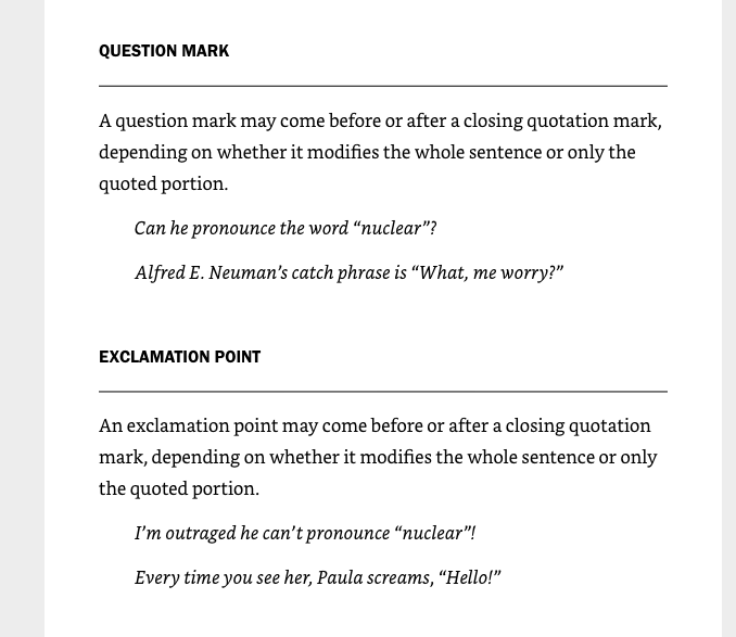 Exclamation Outside Quotes Guidelines For Using Quotation Marks