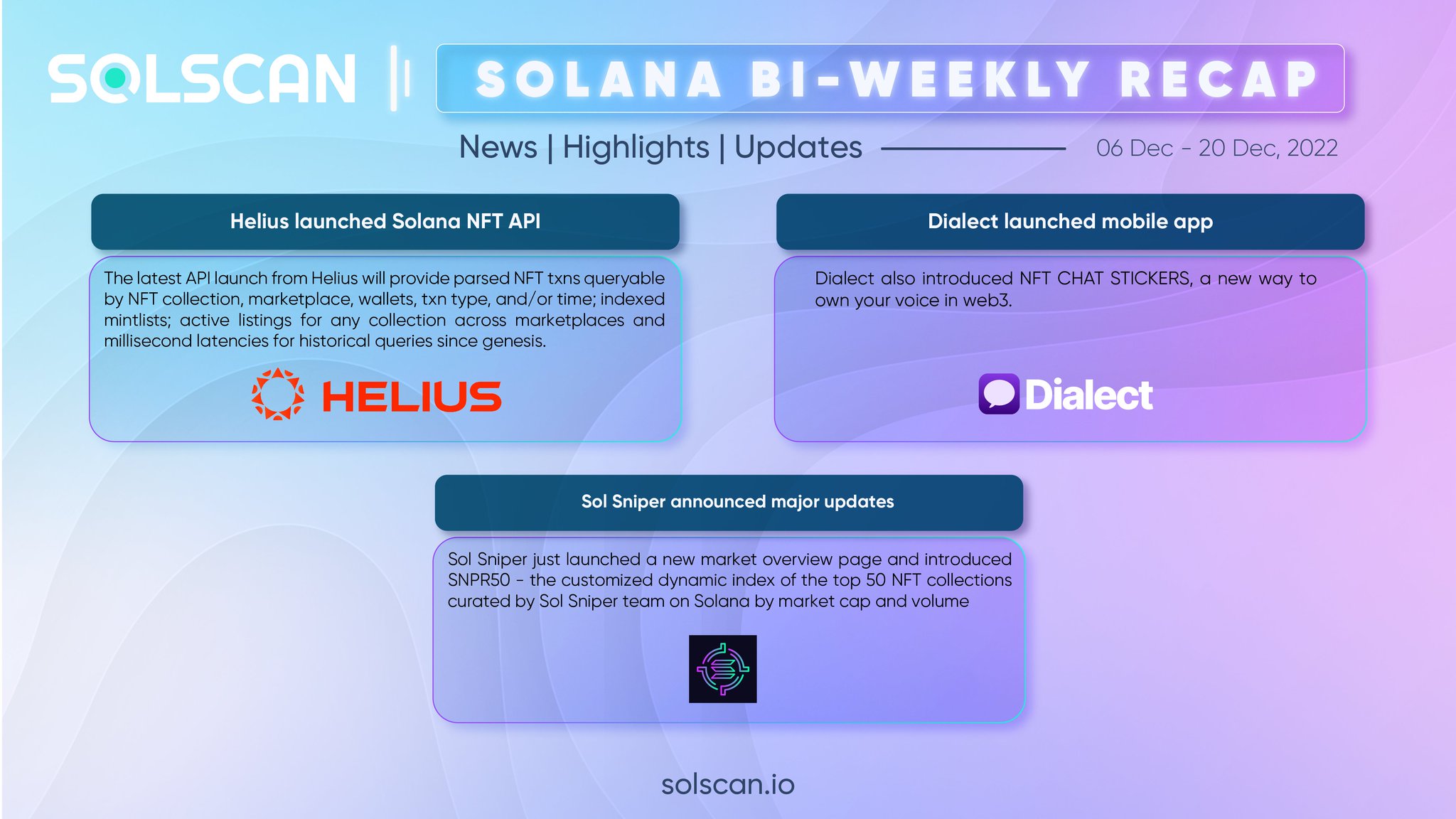 Solscan🔍 on Twitter: "3/3 #Solscan Bi-Weekly Recap (fin.)🔍 @heliuslabs launched #Solana NFT API ...