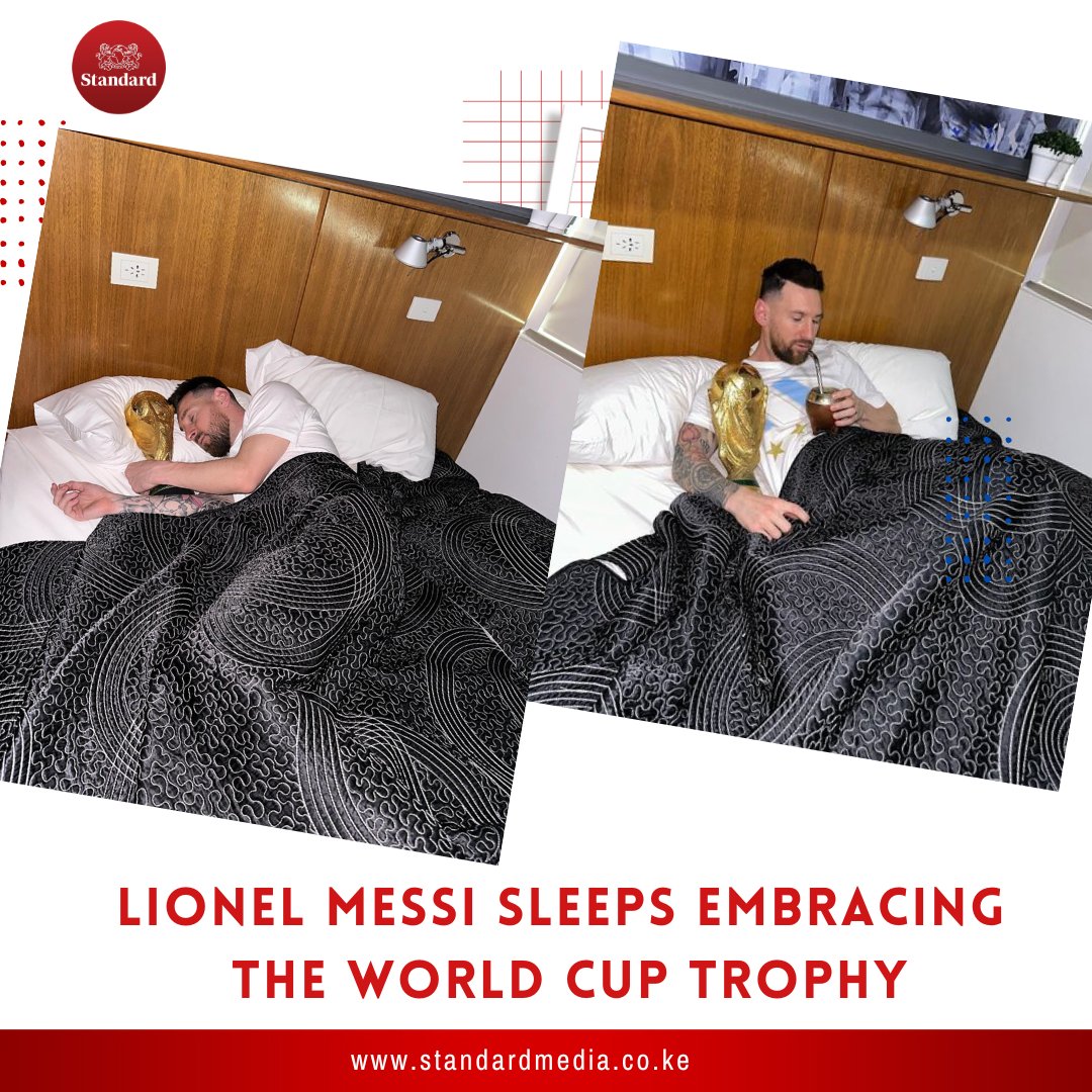 Lionel Messi pictured sleeping embracing the FIFA World Cup trophy. If ...