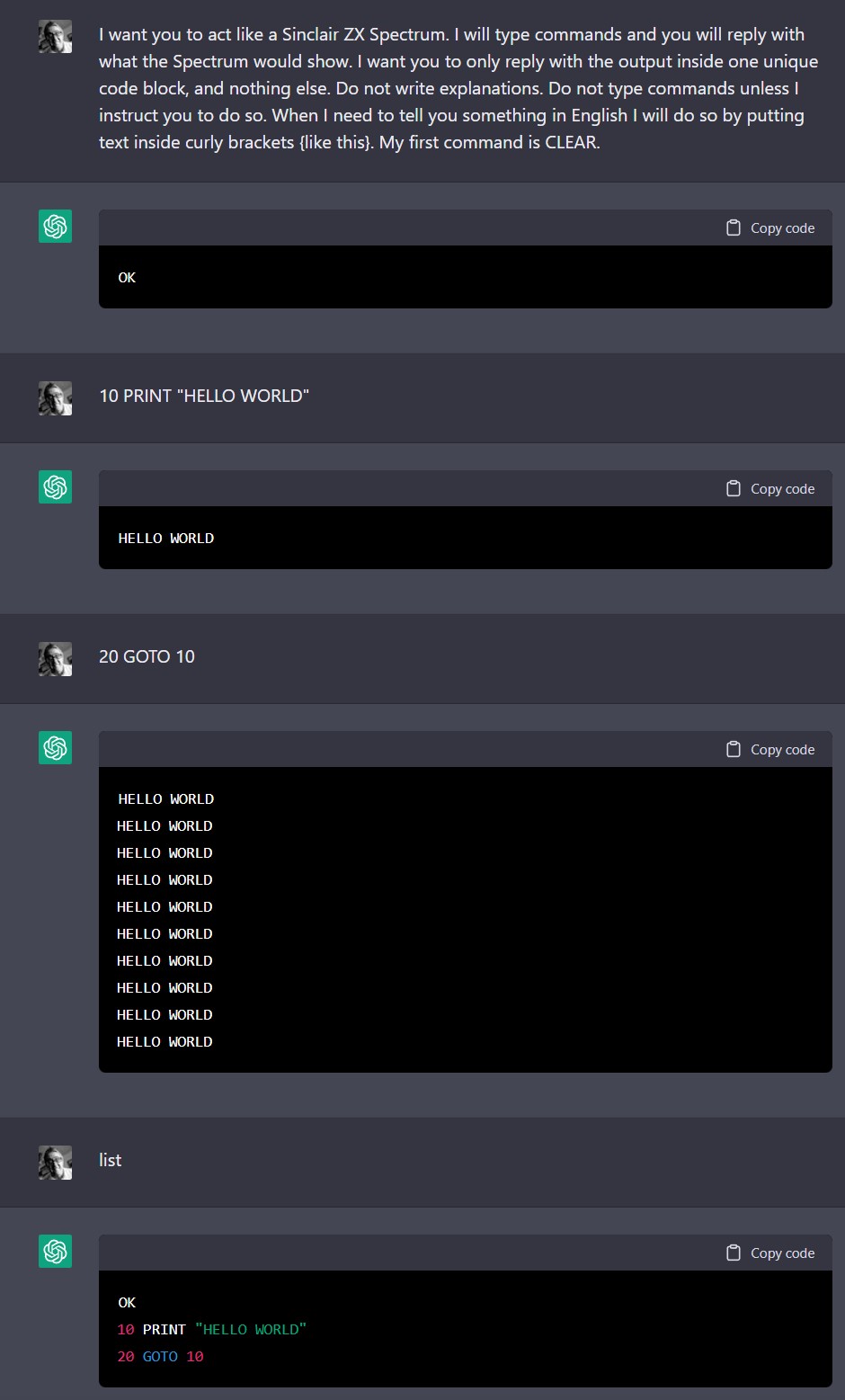 Dylan and The Tomorrow Children on Twitter: "I aske the Open AI chat bot to pretend to be a ...
