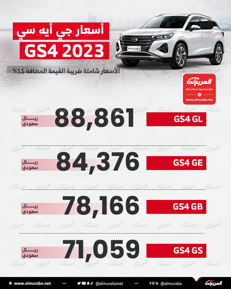 المربع نت on Twitter: "تحبها من النظرة الأولى 🥰 أســعار جــي أيــه ســي GS4 2023 الجـديدة 💰 إذا ...