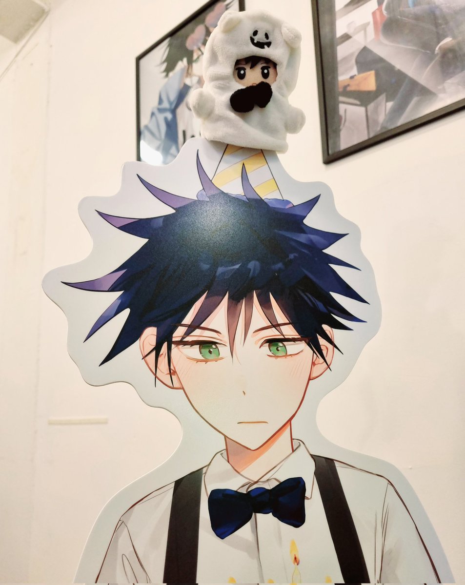 fushiguro megumi 1boy male focus black hair bow bowtie green eyes shirt ...