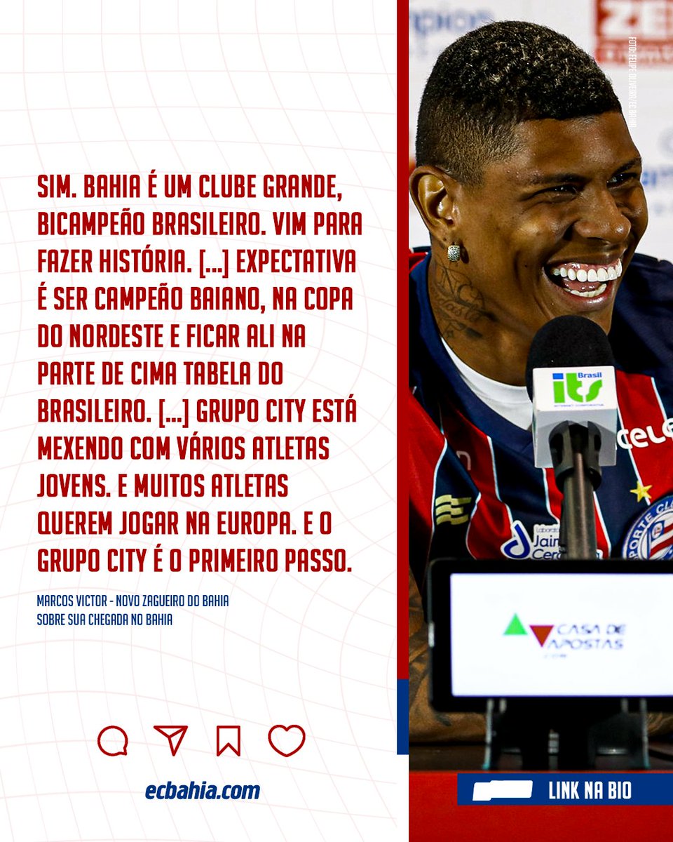 ecbahia.com on Twitter: "FALA, MARCOS VICTOR! 💬 ⠀⠀⠀⠀⠀⠀ Em sua primeira entrevista, o atleta ...