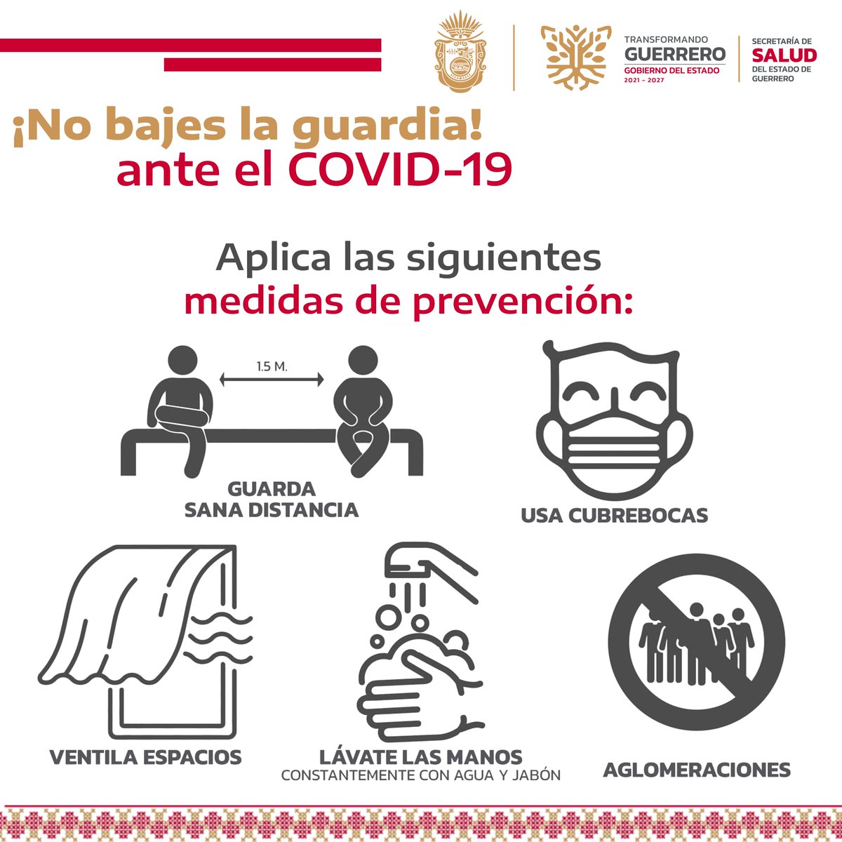 Salud Guerrero on Twitter: "No bajes la guardia ante el COVID-19, continúa aplicando las medidas ...
