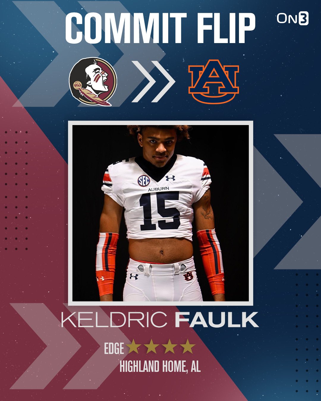 On3 Recruits on Twitter: "🚨BREAKING🚨 4-star EDGE Keldric Faulk has flipped his commitment from ...