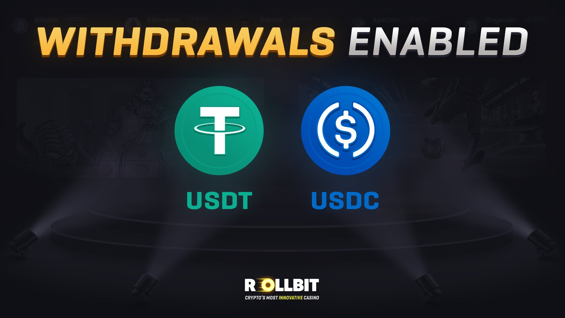 Rollbit on Twitter: "$USDT & $USDC withdrawals are live! 💸 You can now ...