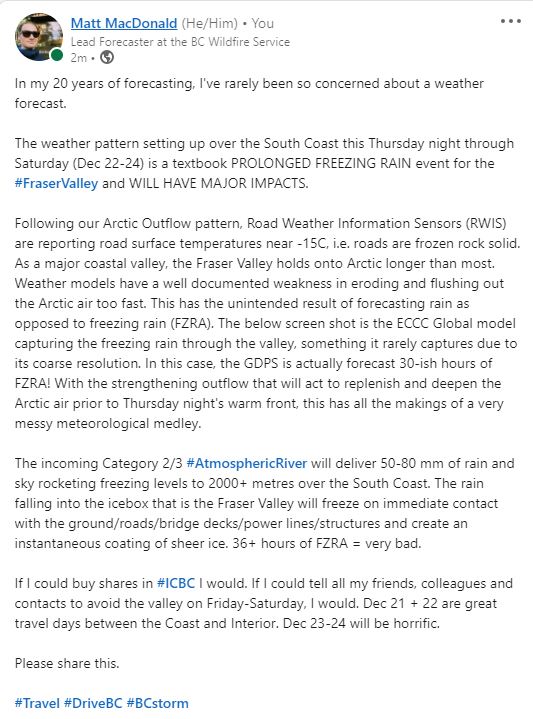 Matt MacDonald on Twitter: "Please read and consider retweeting. #DriveBC #BCstorm #FraserValley ...