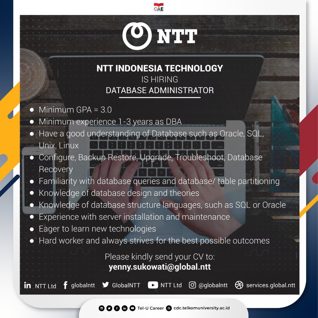 Tel-U Career on Twitter: "Hello everyone NTT Indonesia Technology is hiring! • Network Security ...