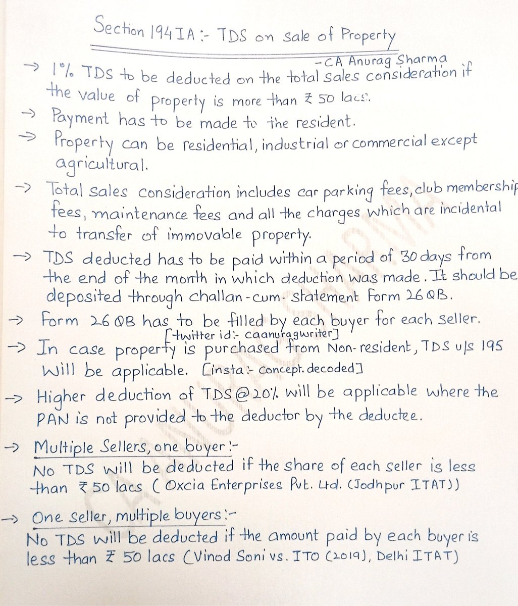 CA Anurag Sharma On Twitter TDS On Sale Of Property Section 194IA ca-anurag-sharma-on-twitter-tds-on-sale-of-property-section-194ia