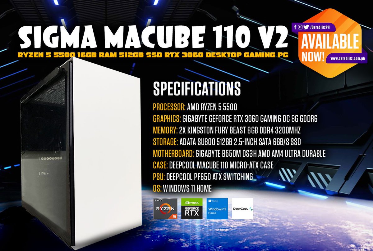 DataBlitz on Twitter: "THE ULTIMATE GAMING PC! Sigma Macube 110 V2 Ryzen 5 5500 16GB RAM 512GB ...