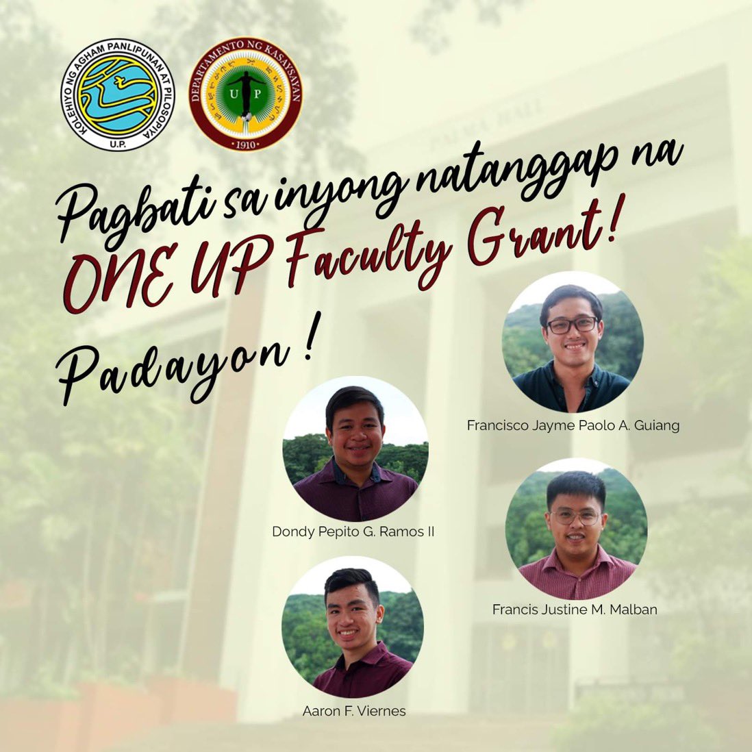 UP Department of History on Twitter: "Mainit na pagbati sa kaguruan ng UP Departamento ng ...