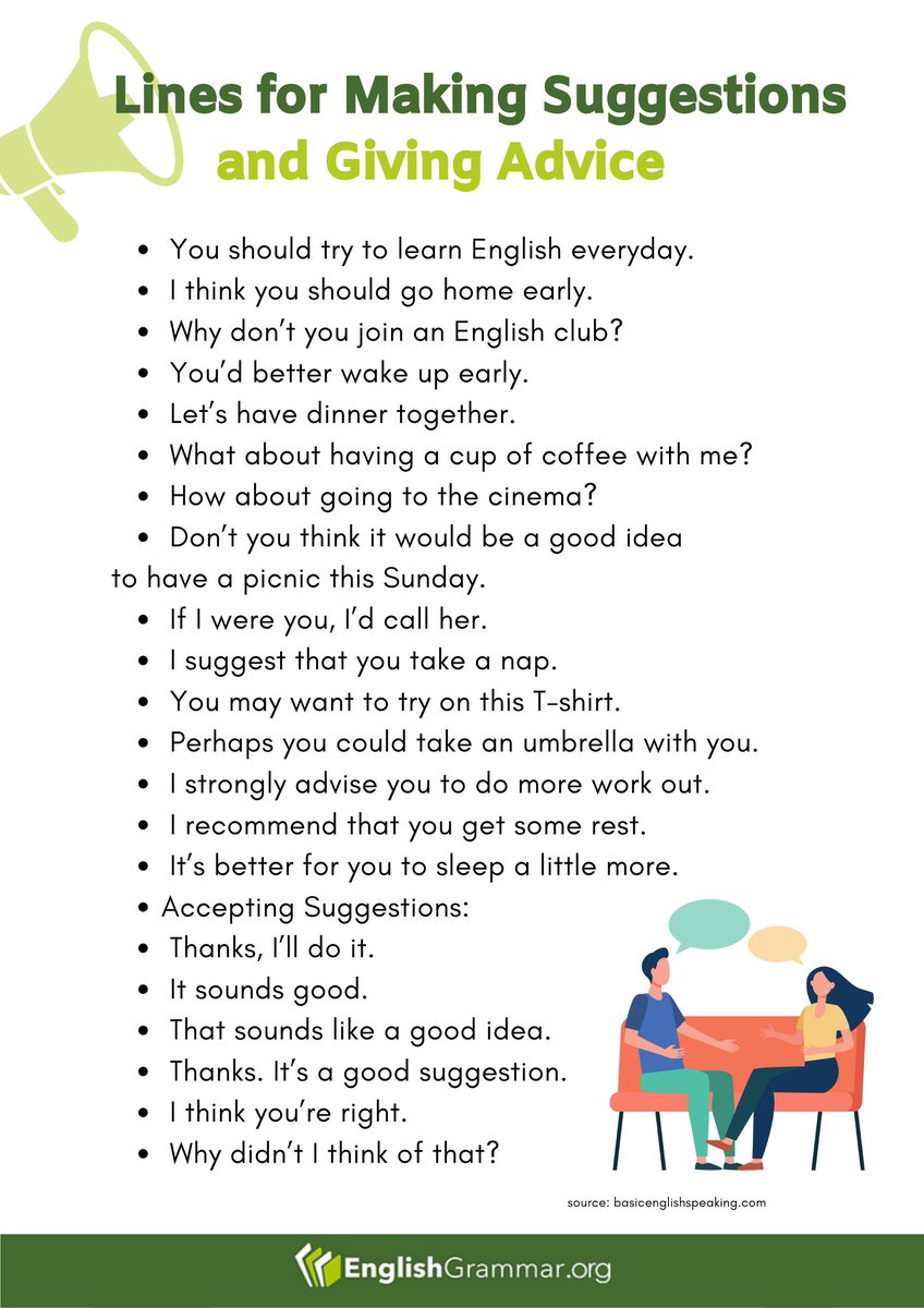 English Grammar on Twitter: "Lines for Making Suggestions and Giving ...
