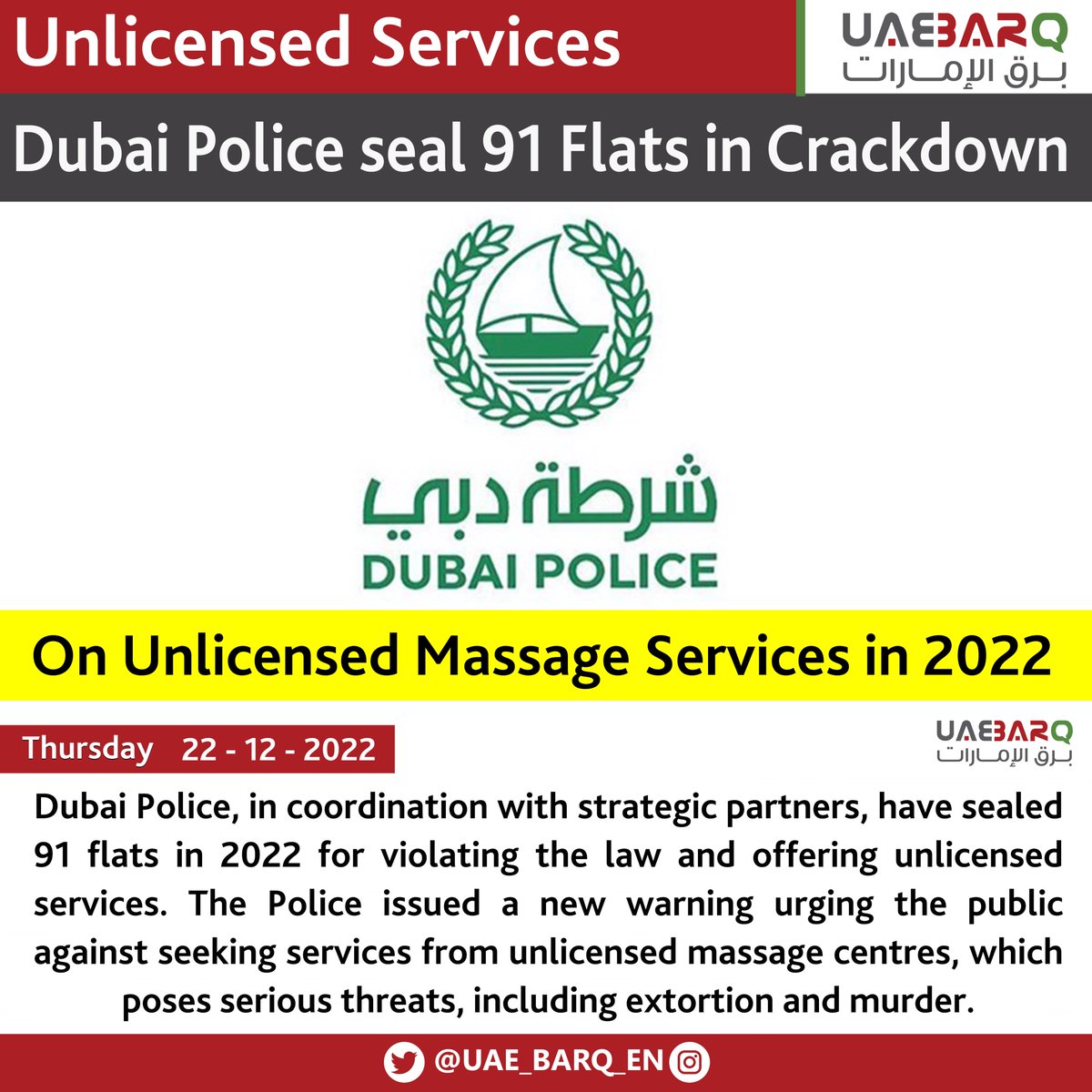Uae Barq On Twitter Dubaipolice Seal 91 Flats In Crackdown On