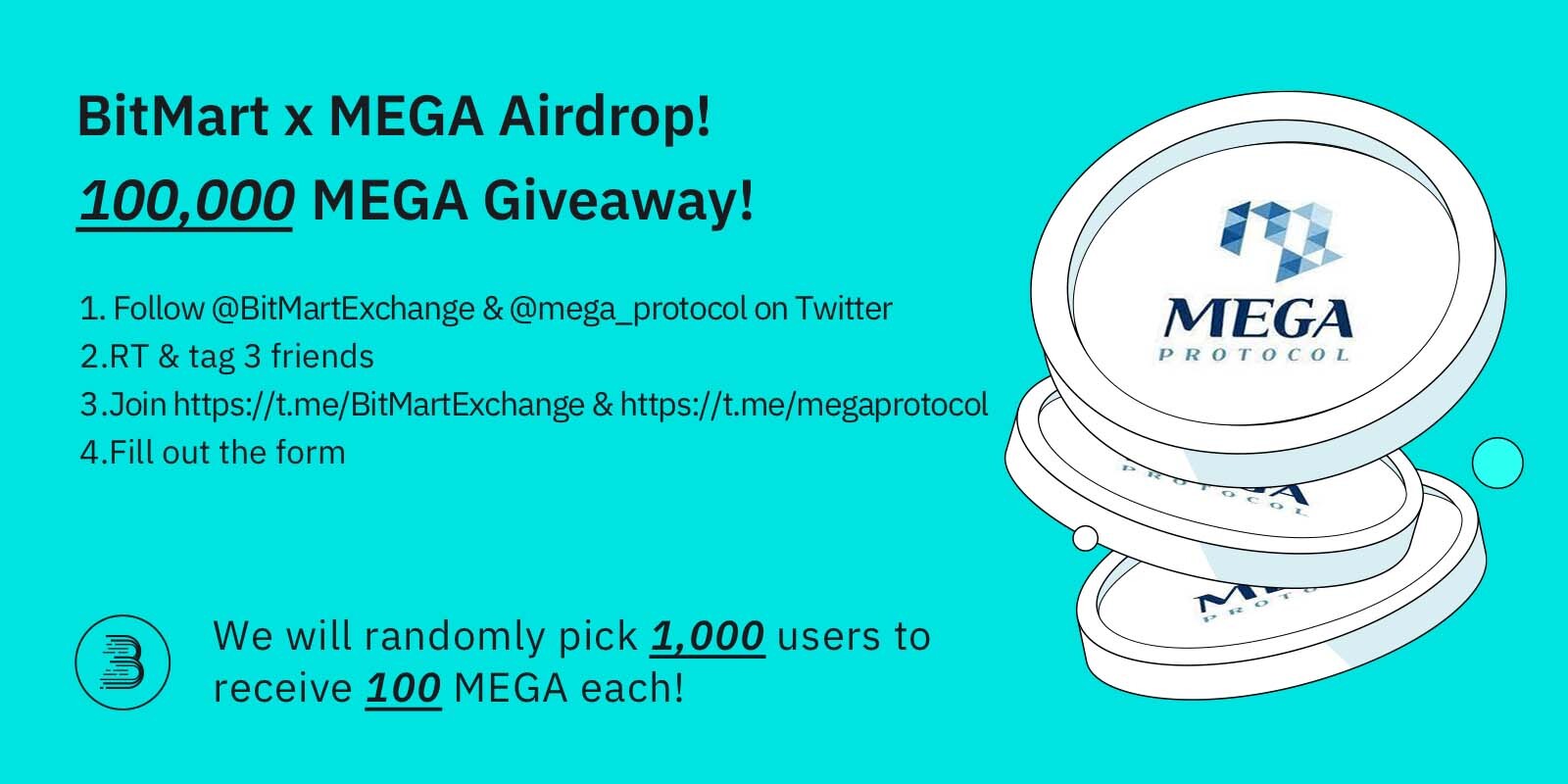 BitMart.Exchange on Twitter: "🚀To celebrate @mega_protocol listing, join to win 100,000 $MEGA 🤑🤑 ...