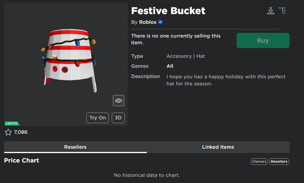 Roblox Trading News on Twitter: "New Limited, "Festive Bucket" Link: https://t.co/oGlyC8w7X8 ...
