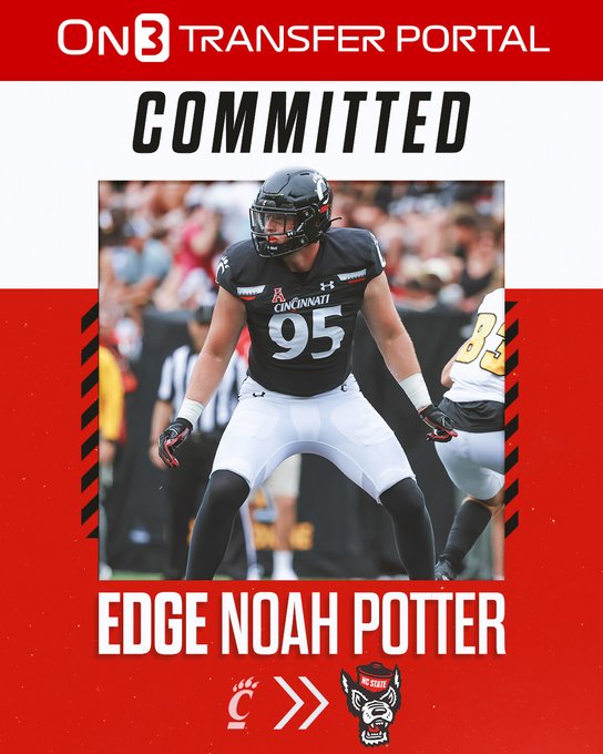 Transfer Portal on Twitter: "🚨BREAKING🚨 Former Cincinnati EDGE Noah Potter has committed to ...