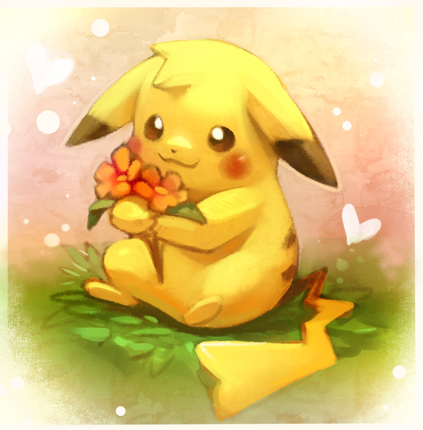 Pikachu Holding A Flower