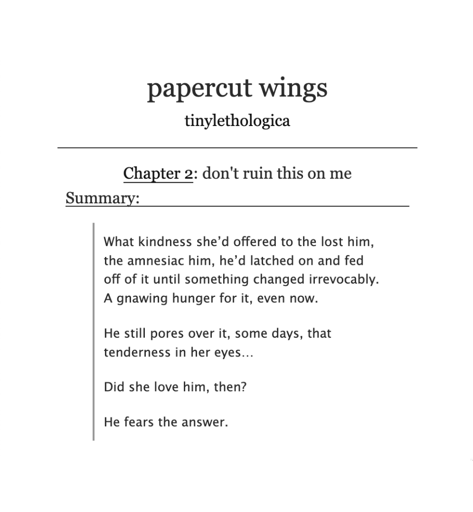 Lethe Delusional Id Fics On Twitter Scaralumi π Papercut Wings