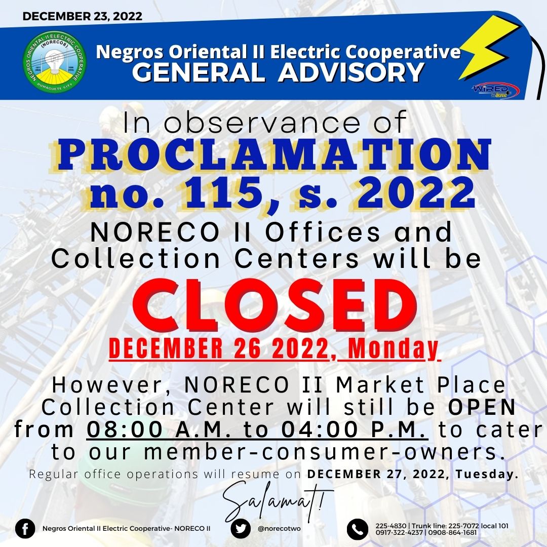 Event - GENERAL ADVISORY| In observance of Proclamation no. 115, s ...